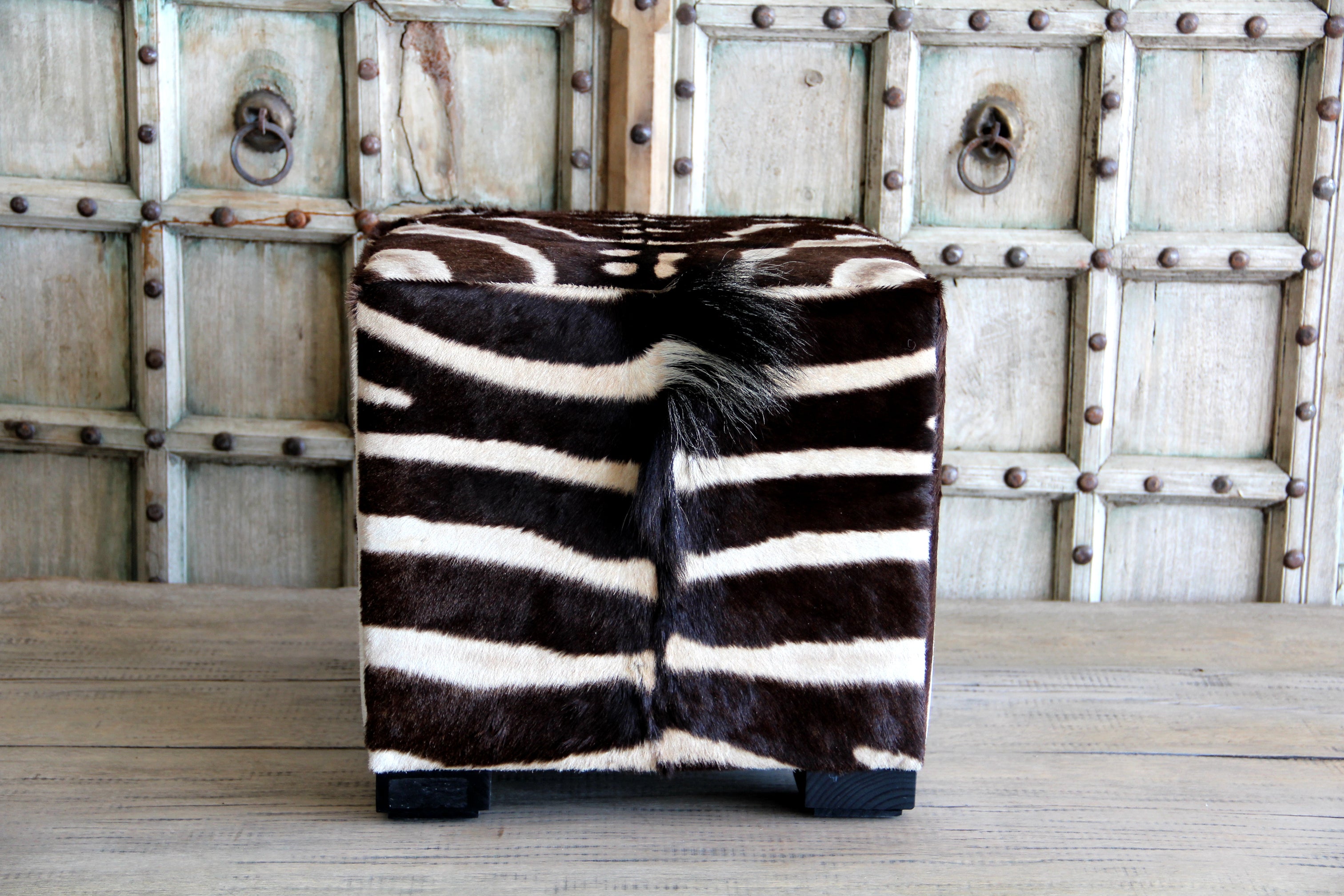 Zebra Hide Cube Ottoman – Paul Michael Company